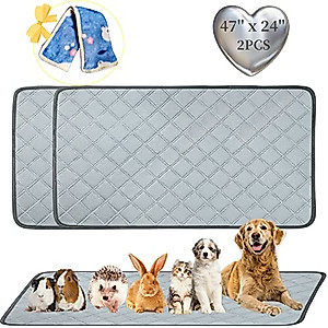 2PCS Plus 47 x 24 Inch Guinea Pig Cage Liner Fleece Washable Hamster Bedding, Waterproof Reusable & Anti Slip Dogs Pee Pads with Great Urine Absorption for Small Animals Accessories Rabbit Rat......