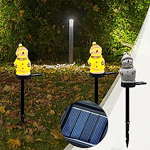 Solar LED Christmas Garden Lawns Snowman Plug Lights,Waterproof Courtyard Solar Stake Decorations Light,Solar Garden Light,Christmas Party Home Outdoor Landscape Pathway Lighting Ornaments