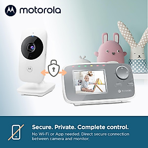 Motorola VM482 Indoor Video Baby Monitor W/Camera, 1000ft Range 2.4 GHz Wireless 2.4" Color Screen, 1-Way Audio, Manual Pan/Tilt, Digital Zoom, Sound Level Indication, Night Vision