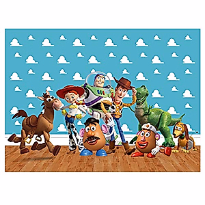 zlhcgd 7x5FT Toy Story 4 Photography Vinyl Photo Background for Kids Birthday Party Backdrops Decoration