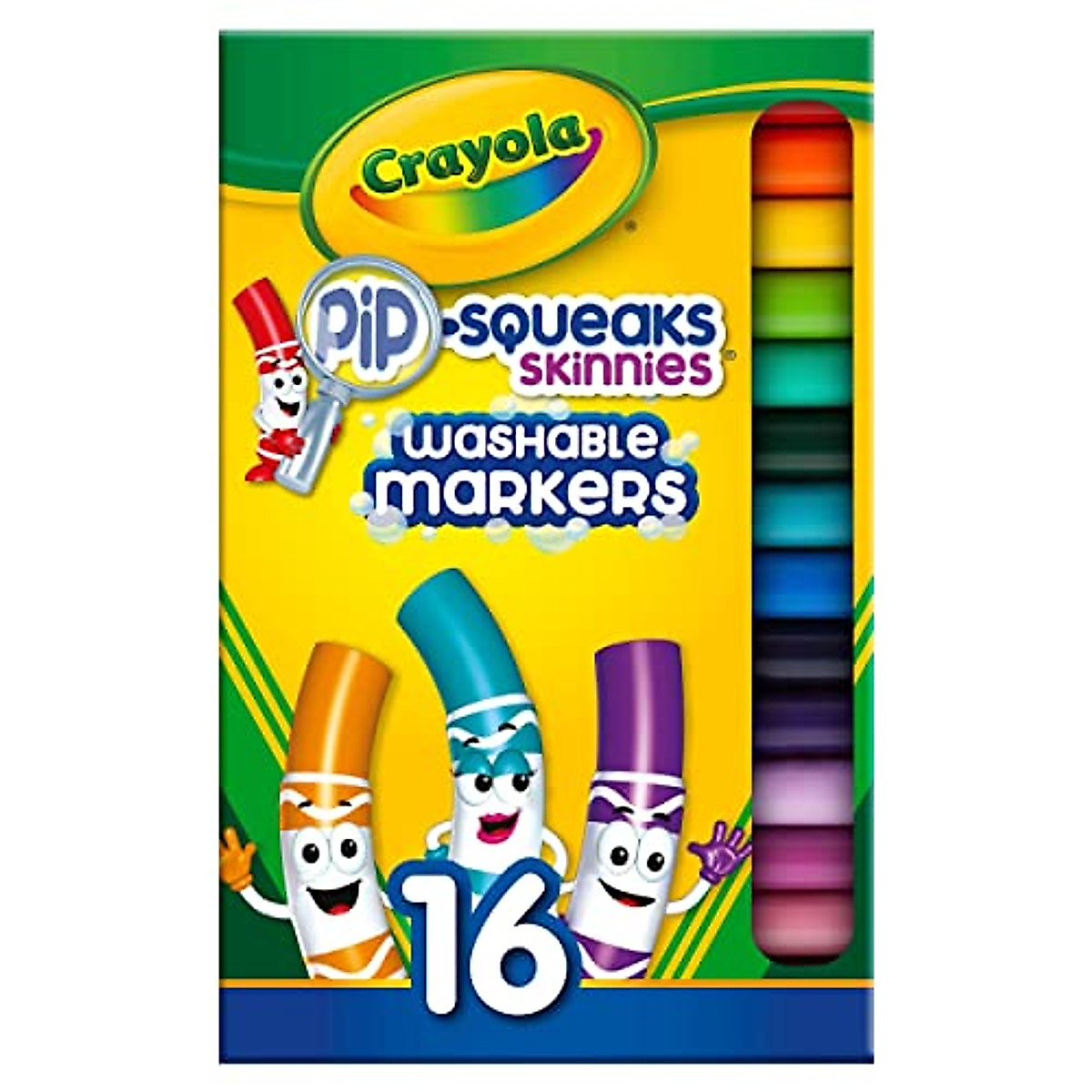 Crayola Washable Pip Squeaks Skinnies Markers, 16 Count, School Supplies, Gifts for Boys and Girls