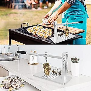 Stainless Steel Oyster Openers Two Cutter Head, All Metal Oyster Shuckers Durable Tool Set No Plastic with G-clamp, Oyster Knife, Level 5 Cut Resistant Gloves for Home Seafood Workshop Restaurant