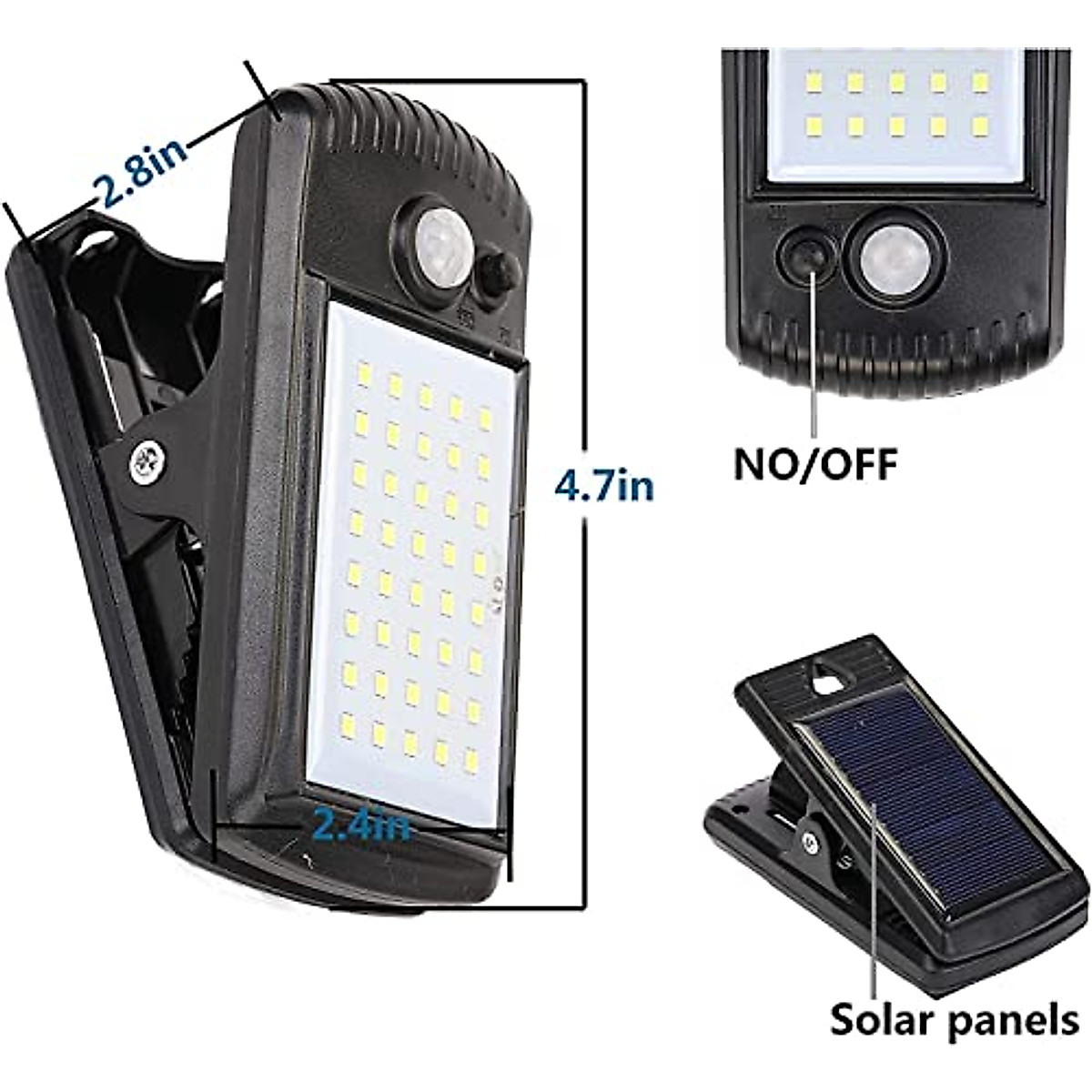 YJFWAL 4 Pack Solar Lights Outdoor 40 LED 3 Modes Clip on Lights Outdoor Solar Security Lights Solar Motion Sensor Lights IP 65 Waterproof Solar Wall Lights for Backyard, Garage, Deck, Garden Fence