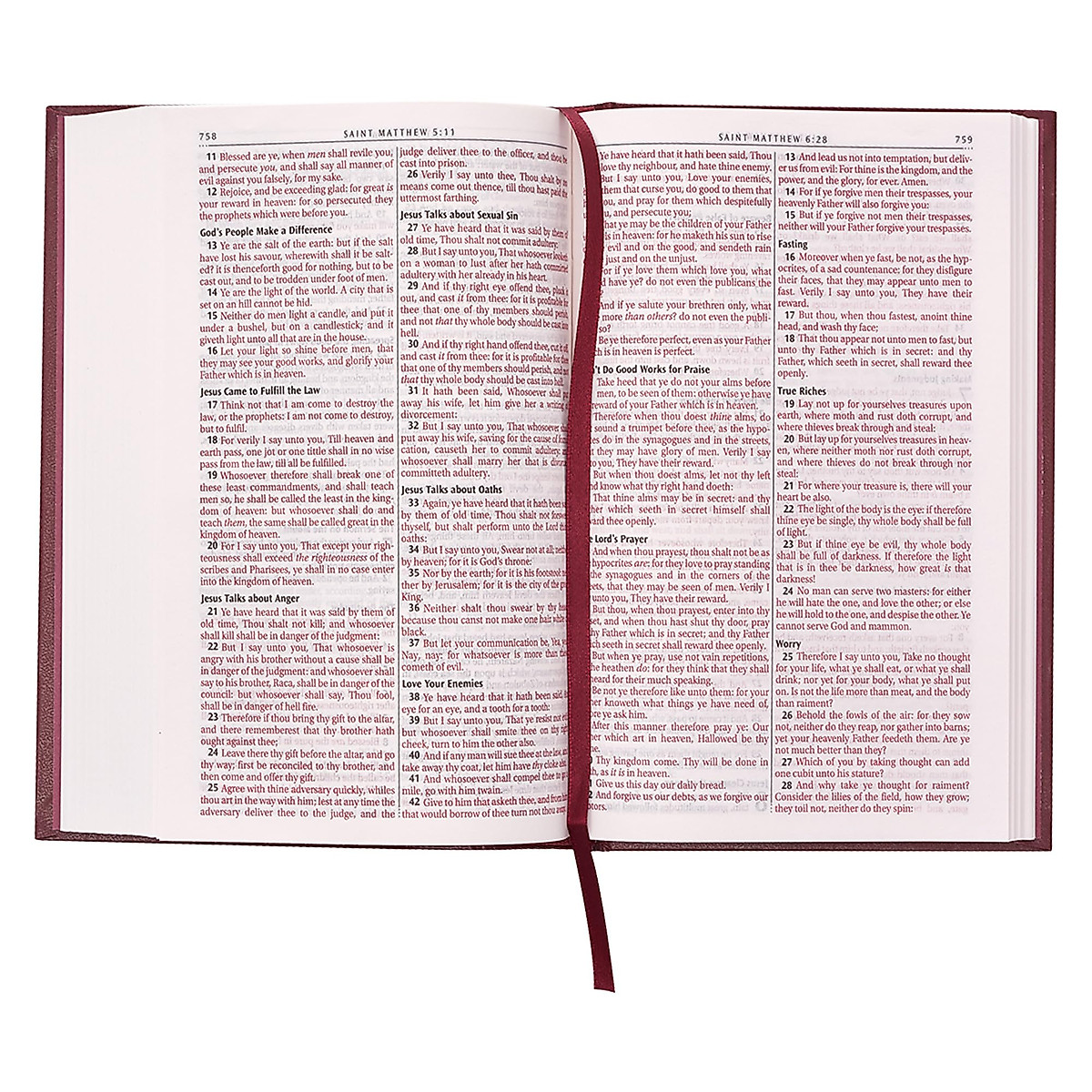 KJV Holy Bible, Pew and Worship Bible Red Letter Edition Hardcover - Ribbon Marker, King James Version, Burgundy (KJV Pew and Worship Editions)