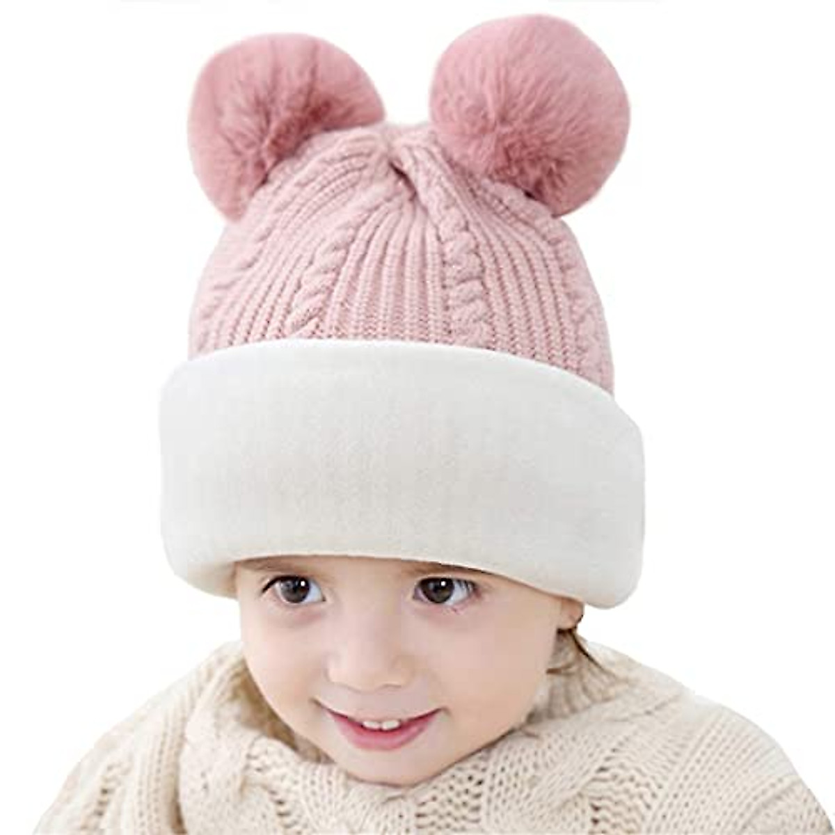 Toddler Winter Hat Baby Winter Hat Scarf Set Boys Girls Winter Hood Scarf Beanie Fleece Balaclava Earflap Skull Cap 2-5T Pink