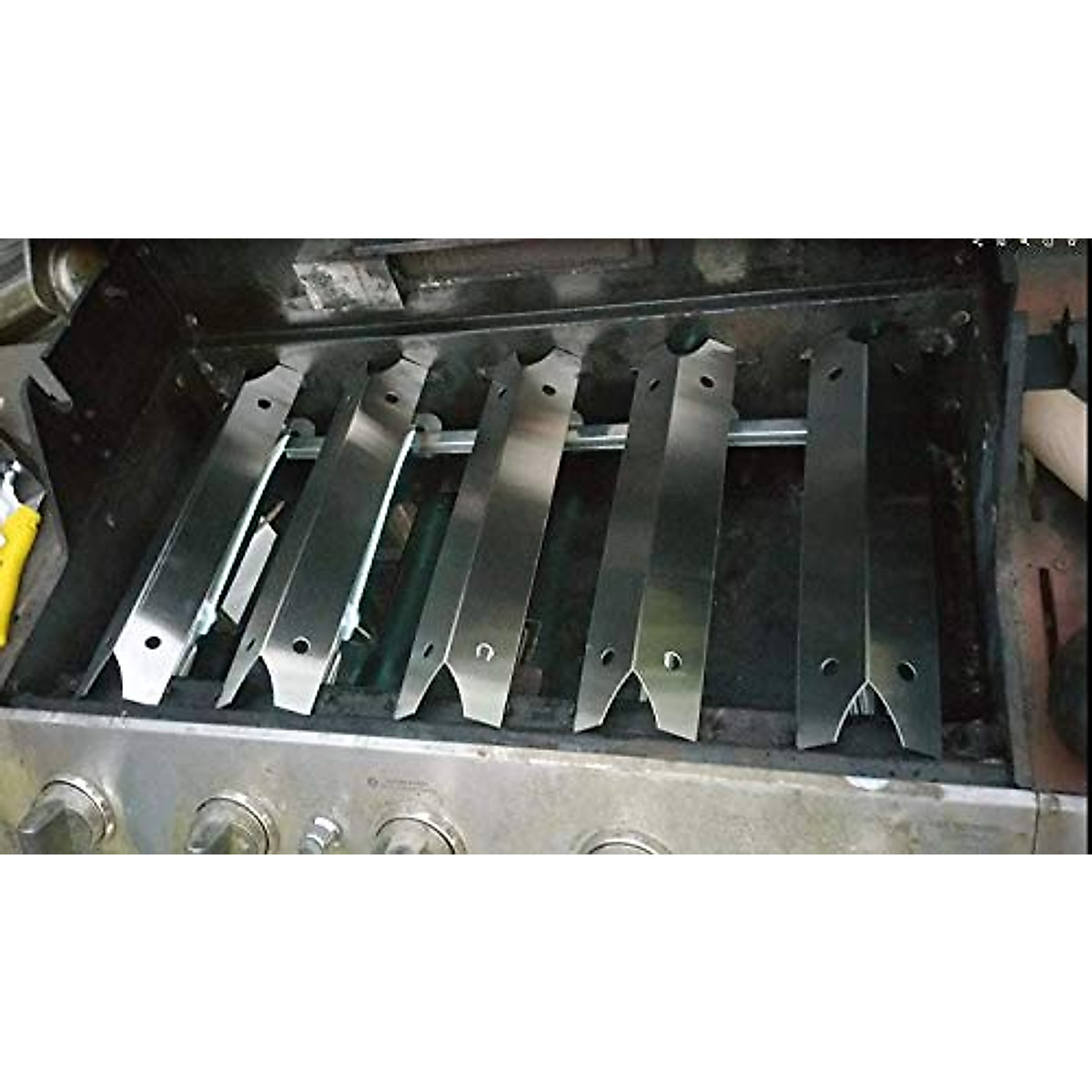 Votenli S9061A(3-Pack) S1048A(3-Pack) Replacement 13 1/8 inches Stainless Steel Heat Plates and Stainless Steel Grill Burner Crossover Tube for Brinkmann 810-3330-S,810-3331-F