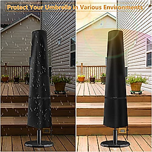 Umbrella Cover Oxford Fabric Waterproof, Patio Parasol Covers with Zipper for 7ft to 11ft Outdoor Garden Market Umbrellas Windproof Anti-UV Protective Cover (Black)
