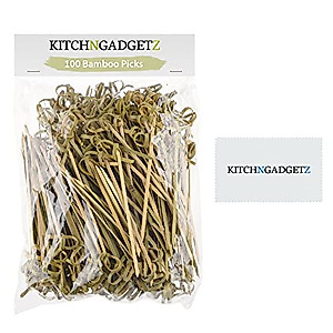 Bamboo Cocktail Picks - 300 Pack - 4.1 inch - With Looped Knot - Great for Cocktail Party or Barbeque Snacks, Club Sandwiches, etc. - Natural Bamboo - Keeps Ingredients Pinned Together - Stylish