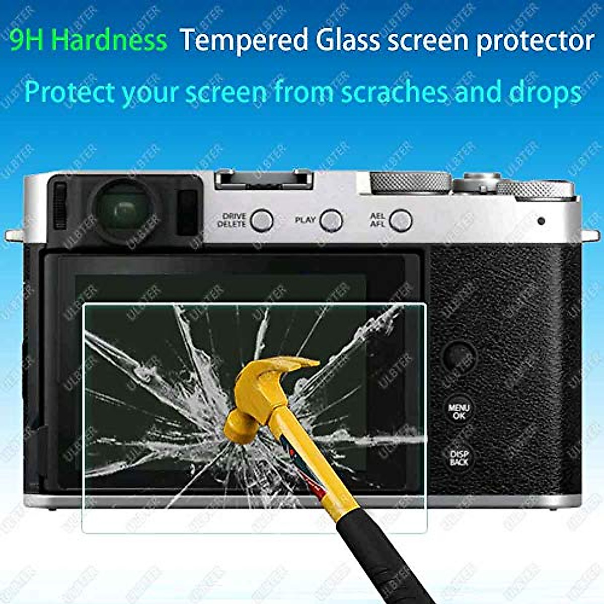 ULBTER Screen Protector for Fujifilm X-E4 X100V Fuji XE4 X-100V Camera & Hot Shoe Cover, 0.3mm 9H Hardness Tempered Glass Saver Anti-Scrach Anti-Bubble [3Pack]