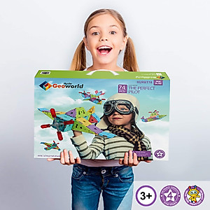 Magnetic Building Blocks For Kids - Preschool Learning Toys Shapes Block Educational Magnet Tiles Kids Toy Set - Durable Non-Toxic Magnetic Blocks For Toddlers 6 Months & Up - Hurtle HURBT74 (74 pcs)