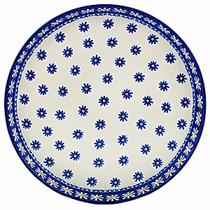 Polish Pottery 9½-inch Cookie Platter made by Ceramika Artystyczna (Asters And Daisies Theme) + Certificate of Authenticity