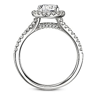 Classic Halo 1ct 6.5mm Round Brilliant Cut D Color VVS Moissanite Engagement Rings for Women Silver Moissanite Ring (6.5)