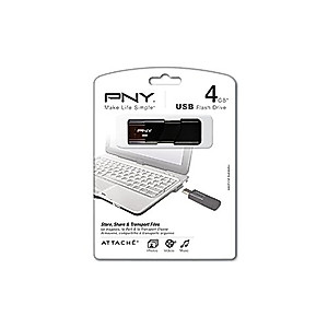 PNY Attache III 4 GB USB 2.0 Flash Drive P-FD4GBATT03-GE (Black)