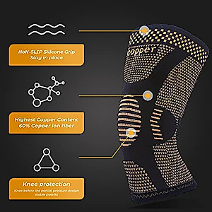 JIUFENTIAN copper Knee Braces for Knee Pain women and men(2Pack)-Knee sleeve copper knee compression sleeve for Arthritis,Joint Recovery,Workout, Running,and Sports(X-Large)
