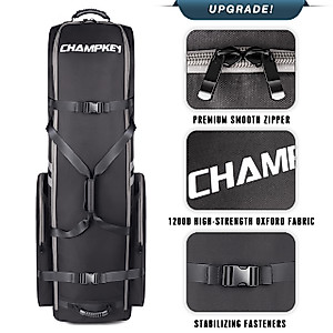 CHAMPKEY Premium Soft-Padded Golf Travel Bag with Anti-Impact Support System - 1200D Oxford Fabric Golf Travel Cover (Travel Bag with Grey Support Rod)