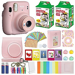 Fujifilm Instax Mini 11 Instant Camera Blush Pink + MiniMate Accessories Bundle + Fuji Instax Film Value Pack (40 Sheets) Accessories Bundle, Color Filters, Album, Frames