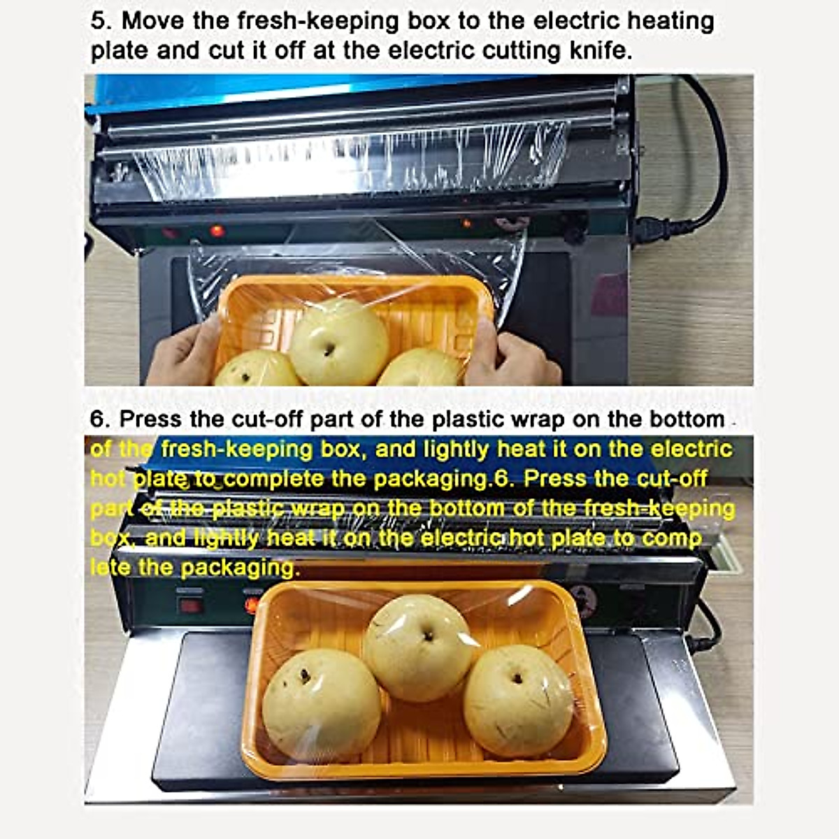 Hand Wrapping Machine Film Wrapper, Commercial Fresh Food Film Packer, Commercial Film Wrap for 45cm and below, Film Cutting Machine Adjustable Temperature 60-150 °C for Meat/Vegetables/Fruits for Hom