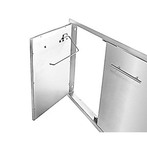 AdirHome 33" Stainless Steel Grill Double Access Double-Face Door With Towel Holder - Easy Install Heavy Duty Stainless Steel Rust Resistant Access Door with Chromium Plated Handle (Horizontal Handle)