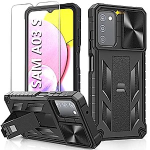 for Samsung Galaxy A03s Protective Case: Military Grade Drop Proof Full Protection Mobile Phone Cover with Kickstand | Durable Rugged Shockproof TPU Matte Textured Tough Bumper Shell