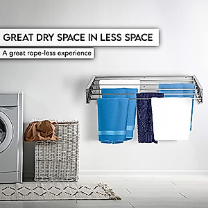 SCAR EMPIRE Space Saver Wall Mounted Drying Rack Holds 60 lbs Capacity - Stainless Steel Laundry Drying Rack Foldable - Sweater, Towel, Clothes Drying Rack Wall Mounted For Indoor & Outdoor Use (Gray)