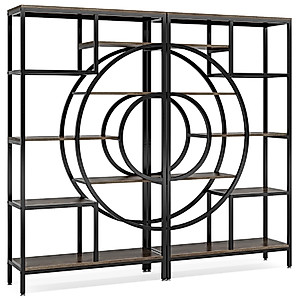 Tribesigns 71 in Geometric Bookcase Set, Industrial 8-Tiers Bookshelves, Tall Etagere Bookcase with Metal Frame, Freestanding Open Storage Shelving Units for Home Office, Living Room