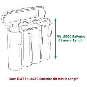 Birdz Set of 2 18650 & CR123A 4 Battery Holder Storage Case for 18650 Batteries - Black