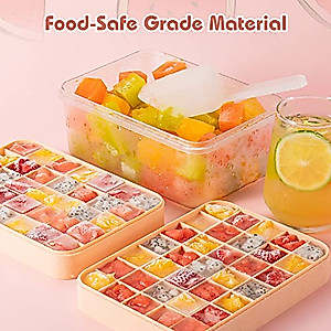 ZDPMK Ice Cube Trays With Lid and Bin, Upgraded 70 Grids Square Silicone Ice Cube Trays Molds for Freezer Easy Release Spill-Resistant Cover, For Whiskey Cocktail Chilling Drinks Coffee BPA Free