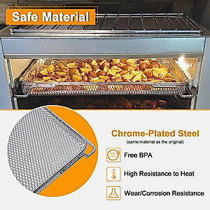 WARDFYT Air Fry Basket Replacement Compatible with Ninja Foodi Smart XL Pro Air Fry Oven, Replacement Mesh Basket for Ninja Foodie 10-in-1 Air Fryer, DT251 DT200 DT201 DT255CO DZ201C, Steel, Silver