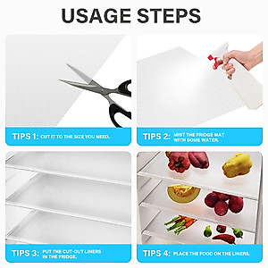12 Pcs Refrigerator Mats, Refrigerator Liners for Glass Shelves Washable and Cuttable, Fridge Liners for Cabinets and Drawer Cover Mats Kitchen Gadgets Accessories Organization (Clear)