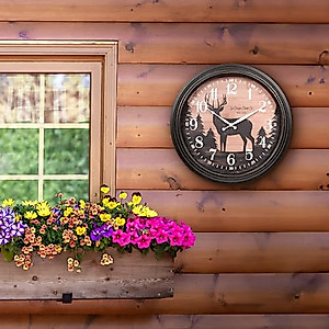 La Crosse Clock 433-3841D 15.75" Indoor/Outdoor Northwoods Deer Quartz Wall Clock