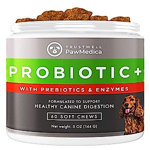 PawMedica Dog Probiotics and Digestive Enzymes, Probiotics for Dogs Made in USA, Pet Probiotic Chews for Dogs, Prebiotics & Probiotic Dog Digestive Support, Probiotic Treats - 60 Dog Probiotic Chews