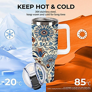 30oz Floral Stanley Cup Insulated Tumbler – Vacuum Insulated, Double Wall Design, 30oz Tumbler with Handle Straw for Hot Cold Beverages, Spill-Proof Insulated Cups Perfect for Adults