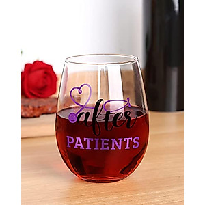 Levfla Before Patients After Patients Set Nursing Gifts 11 oz Coffee Mug 18 oz Stemless Wine Glass 2 oz Shot Glass for Doctor's Day Pediatrician Physician Graduation Birthday Nurse Week Gifts (Purple)