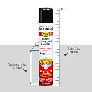 Rust-Oleum 334128 Stops Rust Turbo Spray Paint, 24 oz, Gloss Black