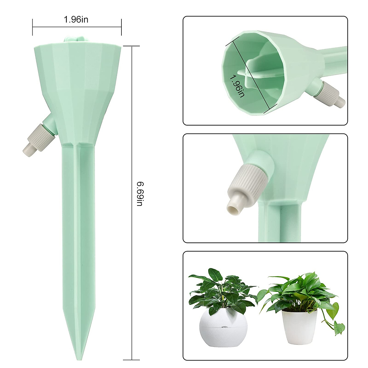 Self Watering Spikes, New Upgraded Adjustable Self Watering Planter Insert with Slow Release Control Valve Switch for Garden Plants Indoor & Outdoor (3 Packs)