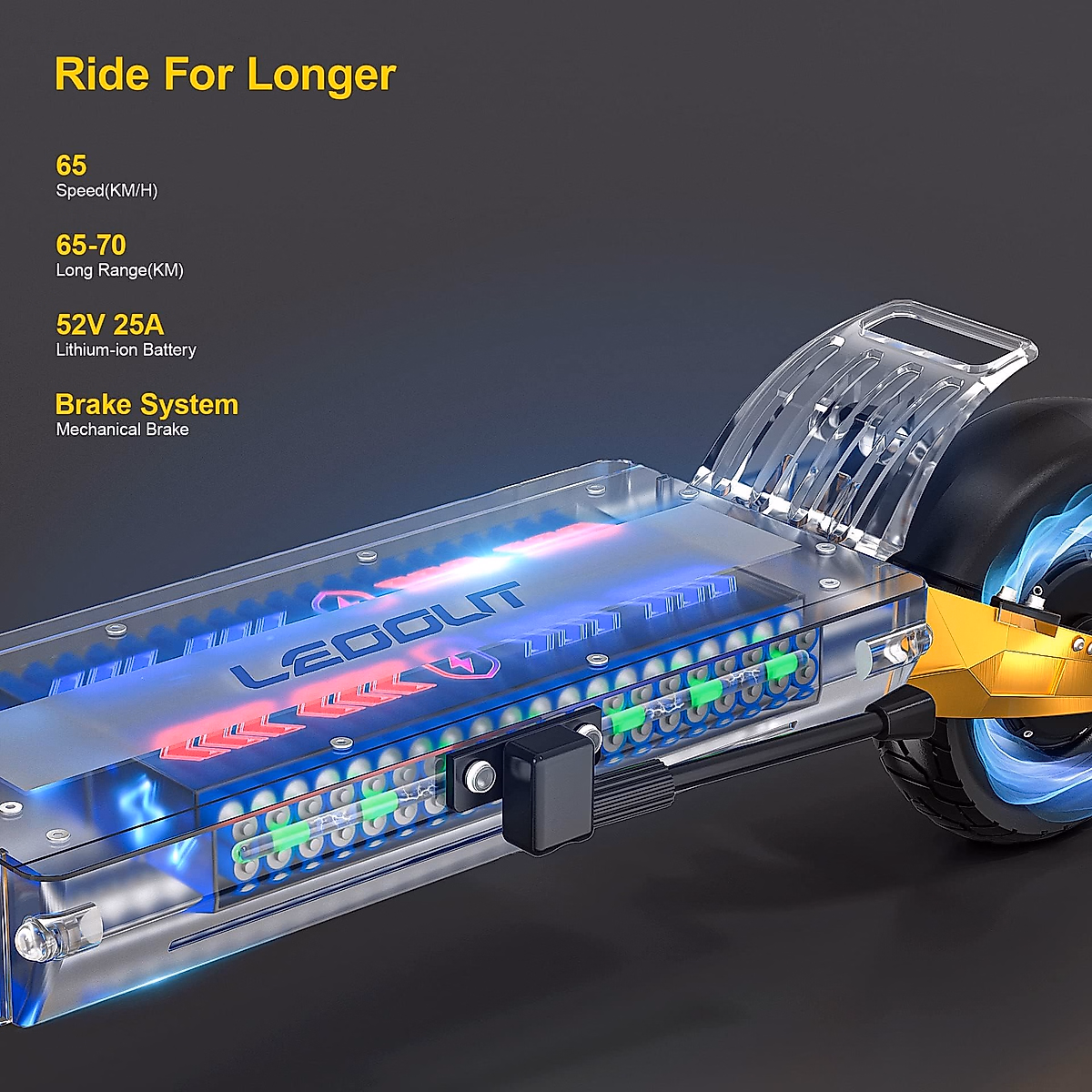 LEOOUT Electric Scooter 2800w Motor, 50-60 Miles Long Range & 40 MPH Speed, Upgraded 52V 25AH Battery, 10'' Heavy Duty Off-Road Tire, Electric Scooter for Adults