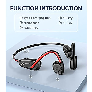 Spobri Bone Conduction Headphones Bluetooth, Open Ear Headphones Wireless, Bluetooth 5.3 Sport Headphones with Microphones,IPX6 Waterproof Earphones for Workout, Running, Gym, Hiking, Cycling