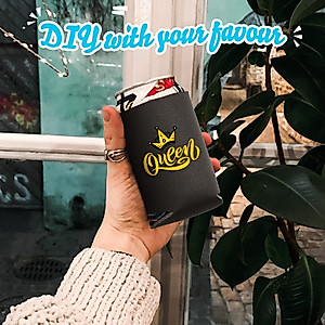 CHENGU 80 Pieces Can Coolers Soft Insulated Soda Cover Coolies Blank Can Covers Collapsible Can Cooler Sleeves Plain Can Sleeves for Soda Beverage DIY Customizable Weddings Party(Black)