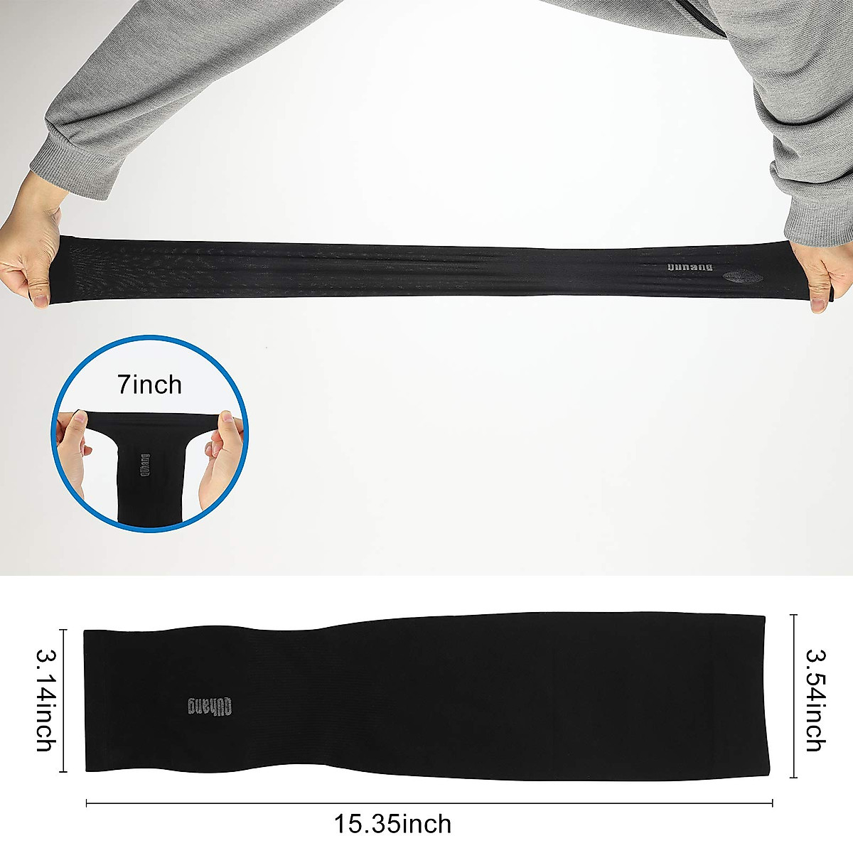 QUhang 6 Pairs Arm Compression Sleeves for Women Men Outdoor UPF50 UV Protection Sun Sleeves Cooling Tattoo Black Sleeves with Thumb Hole