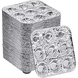 9-Cavity Mini Cupcake and Muffin Pans | Disposable Aluminium Baking Pans | Use for Baking Mini Muffin, Cupcake, Cake | For Weddings, Parties, Birthdays, Gatherings (12 Pack)