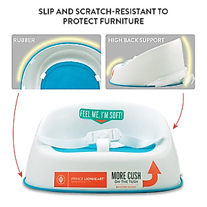 Prince Lionheart Squish Booster Seat with Reusable Baby Washcloths, 3-Point Harness and Dual-Strap System, 1x Booster & 8X Baby Washcloths, Berry Blue (9900)