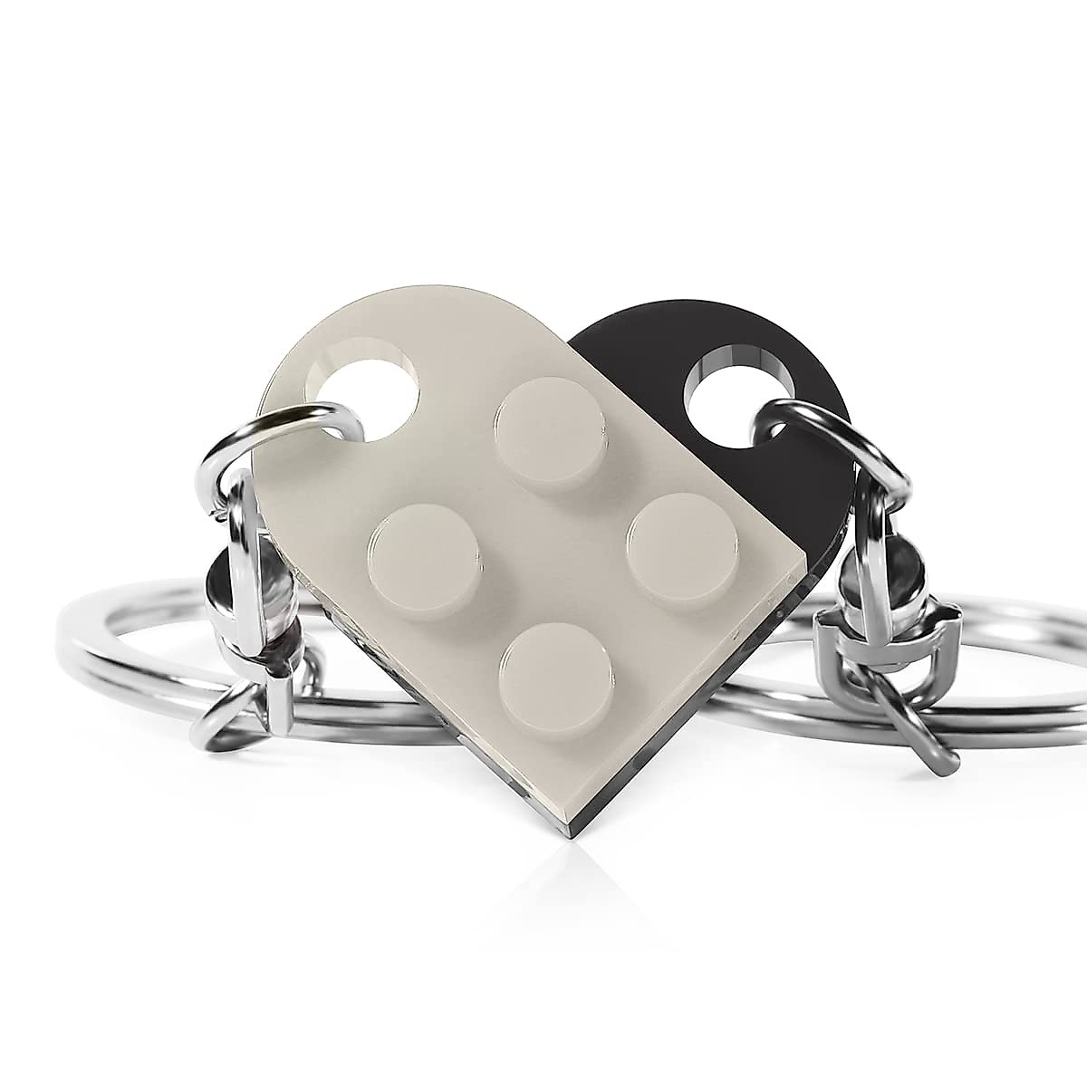 Matching Couples Heart Keychain for Boyfriend Girlfriend Friendship BFF Cute Valentine's Day Gifts Stuff Presents Him Her Friends Set Compatible with Lego Gift