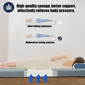 MeMoreCool Folding Mattress Foldable Mattress, 4 Inch Memory Foam Trifold Mattress Topper, Portable Floor Mattress Guest Bed Camping Traveling with Washable Cover & Soft Fitted Sheet, Single