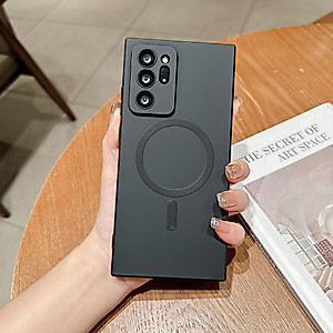 phylla for Samsung Galaxy Note 20 Ultra Phone case [Compatible with MagSafe] [Full Camera Protection Slim] Luxury Magnetic Solid Color Cover Soft Silicone Bumper for Note 20 Ultra 5g 6.9" (Black)