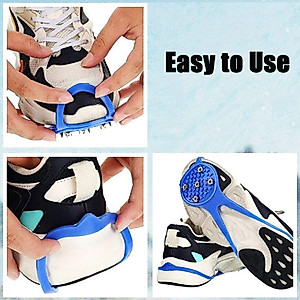 Universal Non-Slip Gripper Spikes, Universal Gripper Spikes Non Slip Shoe Grips, Ice Non-Slip Shoe Spikes, Traction Cleats Ice Snow Grips Anti Slip Silicone for Hiking Walking Climbing (Blue,Kids)