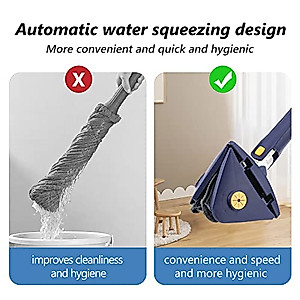Dust Mop Microfiber Cleaning Floor: Adjustable Rotatable Wall Mops - Long Handle Dry Wet Mop for Baseboard