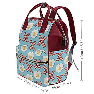 Eggs Bacon Diaper Bag Backpack Large Capacity Mommy Bags Multifunction Nappy Bag Travel Back Pack Red-Style