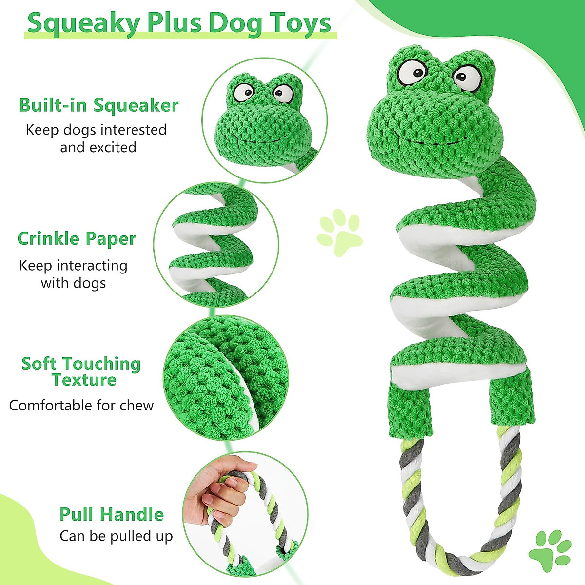 Letsmeet Interactive Squeaky Dog Toys with Pull Rope, Large Dog Tug of War Toy, Plush Puppy Chew Toys for Dental Health, Great for Small, Medium and Big Dogs