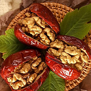 EAPC Dried Date and Walnut, 20 Individually Wrapped for Freshness, Healthy Snack No Sugar Added Seedless Dried Jujube Dates with Walnut, Perfect Holiday Birthday Gift for Friends & Family, 300g/10.6oz