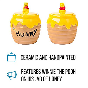 Silver Buffalo Disney Winnie the Pooh Honey "Hunny" Pot Sculpted 3D Hand Painted Ceramic Snack Cookie Jar (Small)